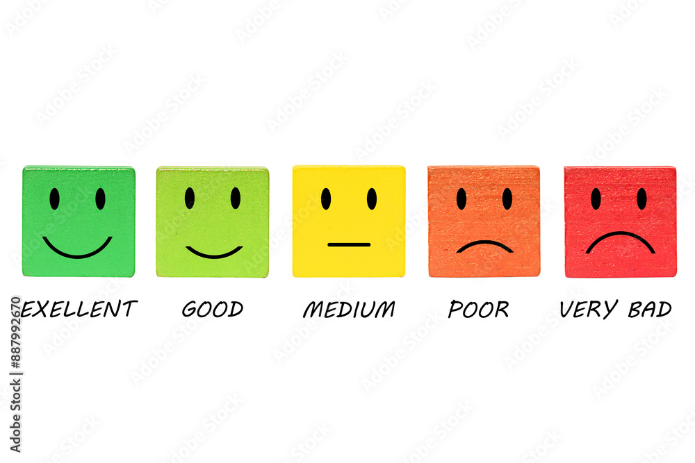 Emotion feedback scale. Includes such emoticon as angry, sad, neutral ...