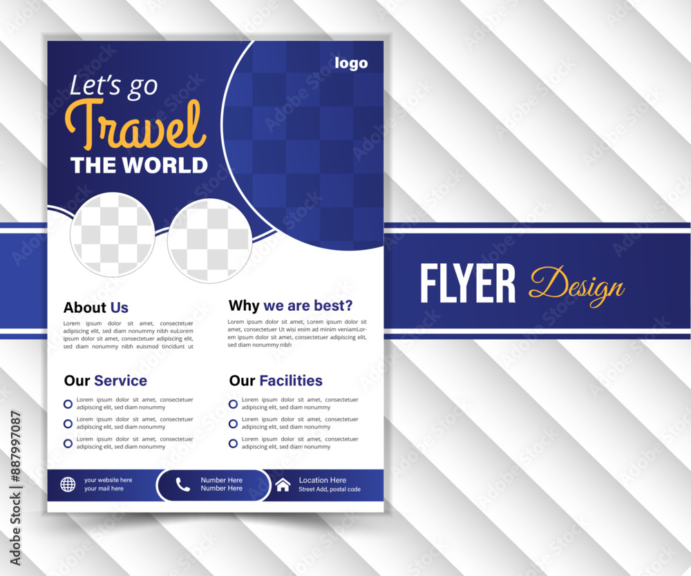 Travel flyer template design. a4 size print ready flyer design. Stock ...