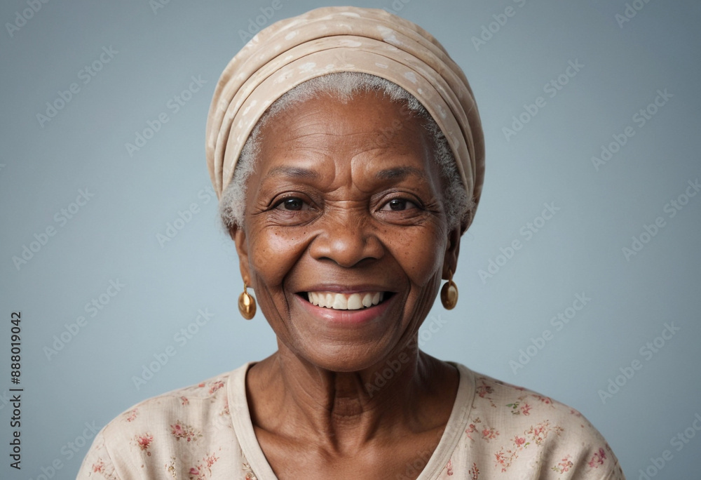 Portrait view of a regular happy smiling Angola old woman, ultra ...