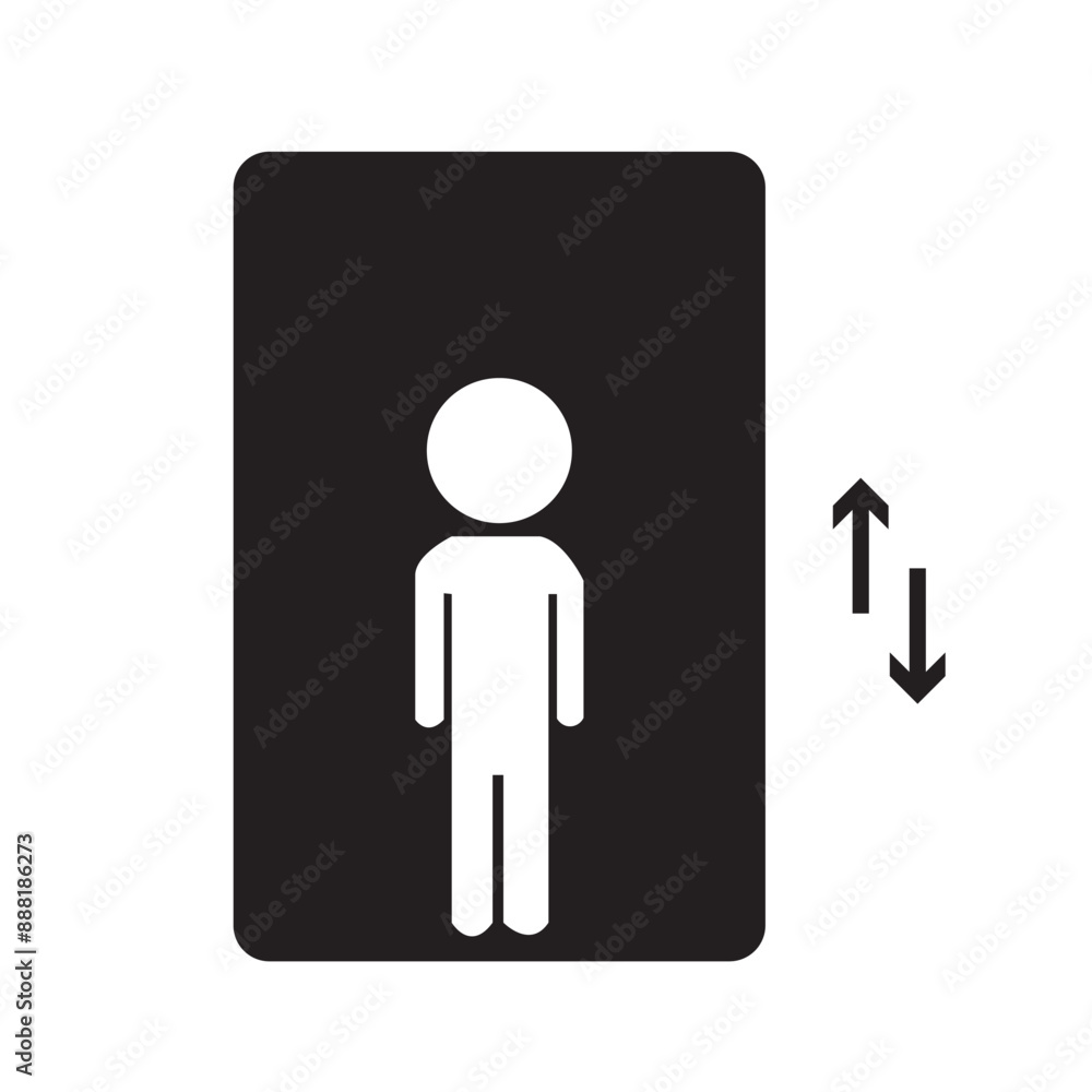 Elevator lift icon man, invalid, and arrows up down icons set. Elevator ...