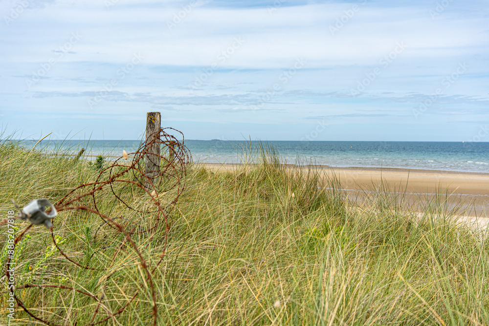 France : view of Utah beach, one of the famous beaches where the ...