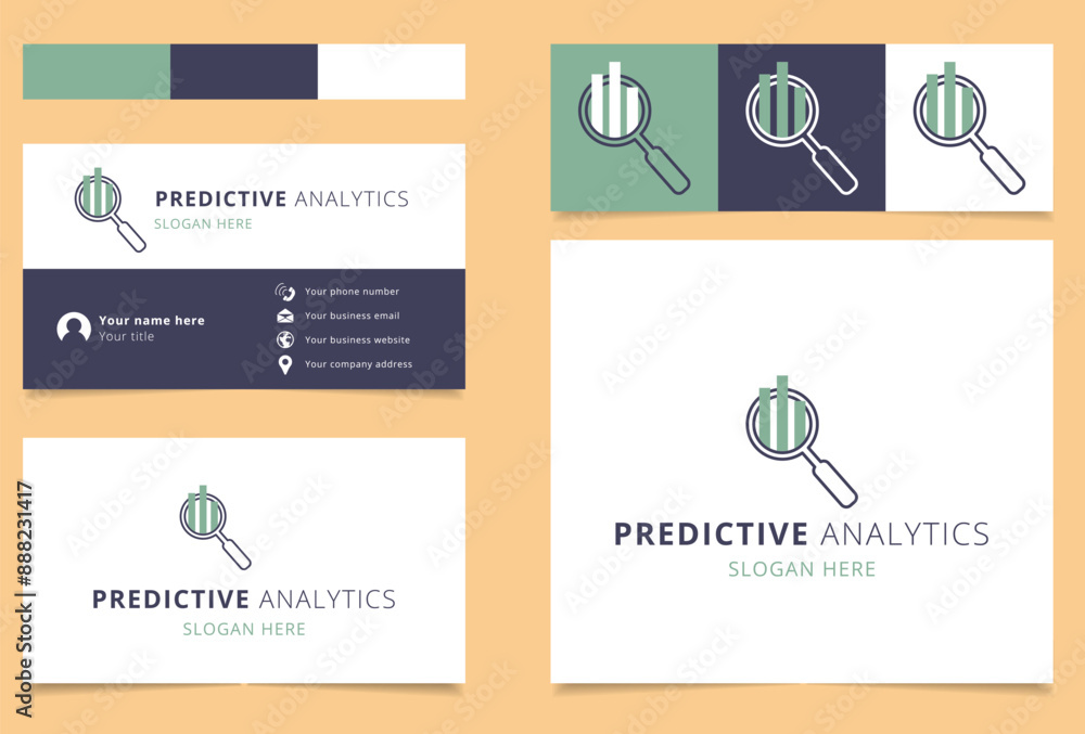Predictive analytics logo featuring magnifying glass analyzing growth ...