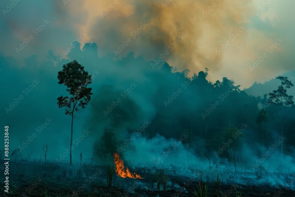 Deforestation and wildfires in Asian rainforests causing air pollution ...