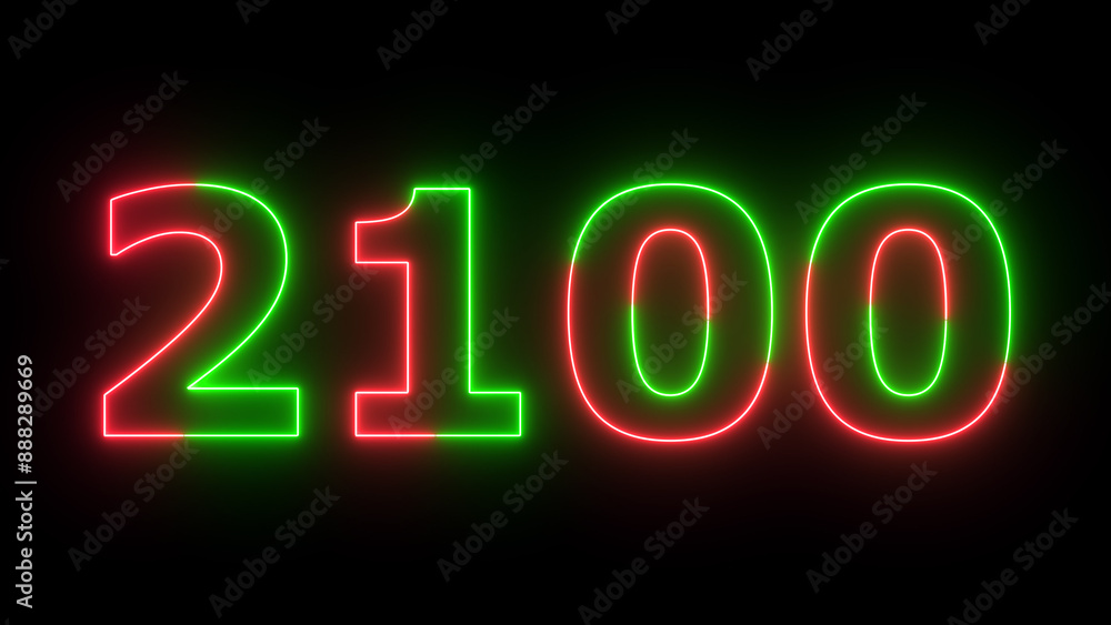 Neon text calendar 2100 Sal illustration, glowing neon icon green and ...