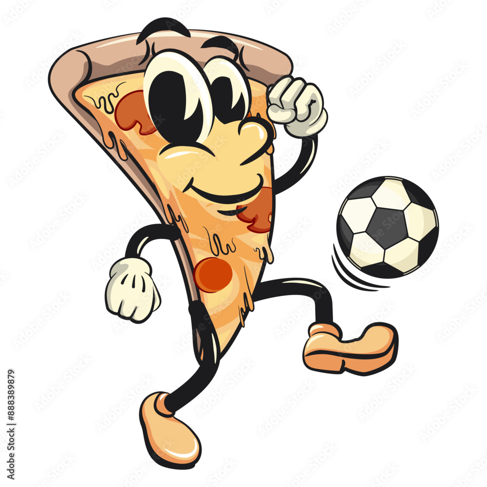 character of a slice pizza cartoon vector isolated clip art mascot ...