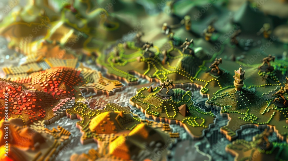 conceptual financial battle map, where strategies and market movements ...