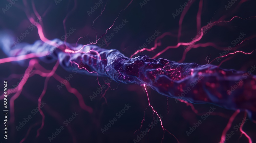Axons are depicted in an ultramodern, supernatural scene, with copy ...