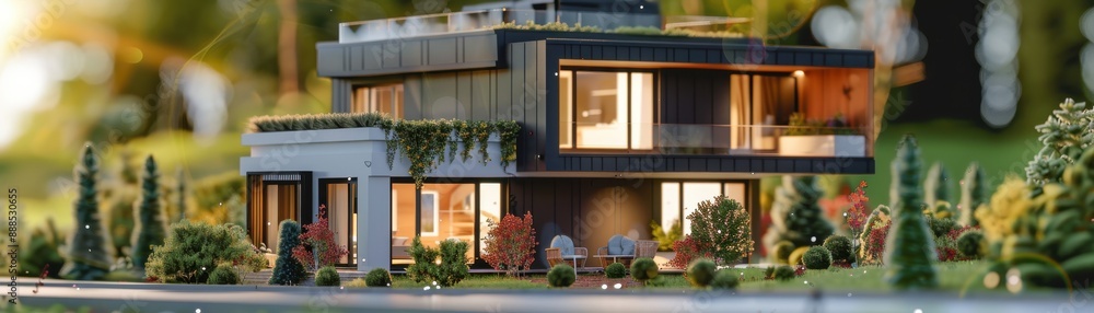 Real estate investment, modern house model, innovative architecture ...