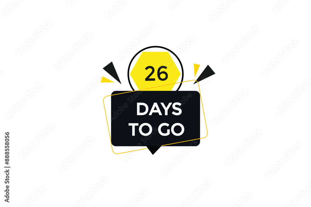 26 days to go, icon, stile, timer, countdown, clock, go to, time ...