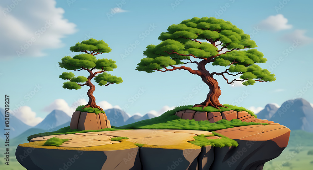 An illustration of resilience with a tree growing through rocky ground ...