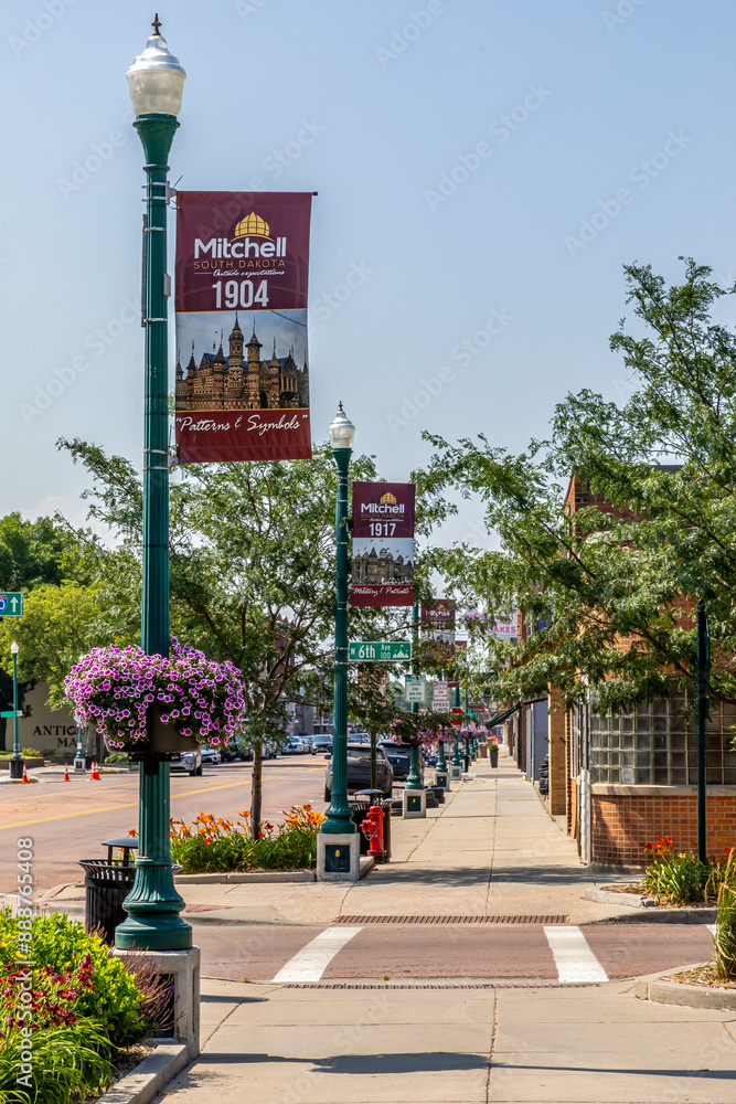 Downtown Mitchell South Dakota sidewalks near the Worlds Only Corn ...