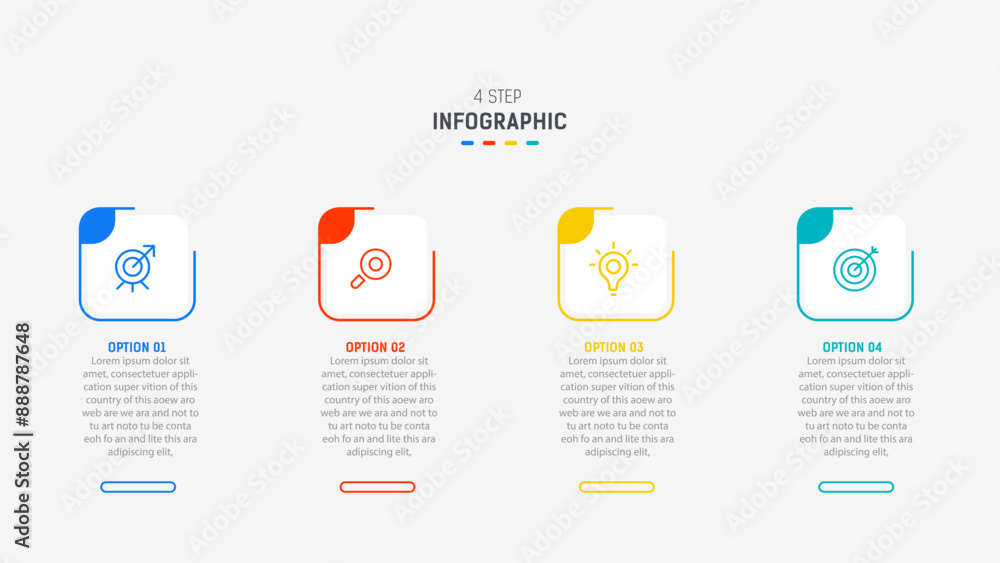 Four Step Infographic design element template for presentation. info ...