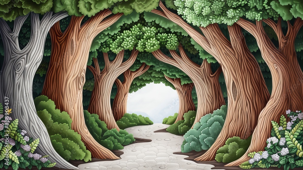 Detailed drawing of a mystical forest from a fantasy novel, with ...