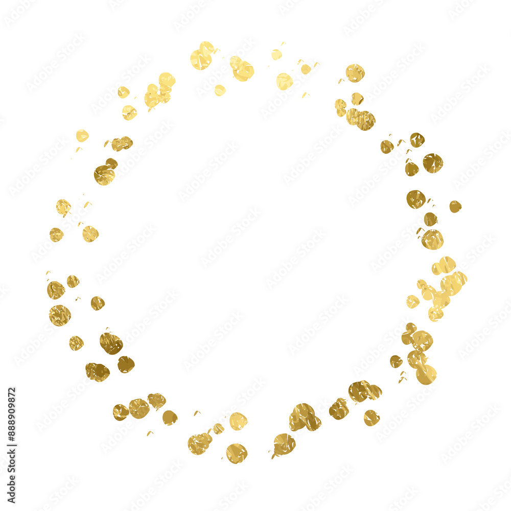 Gold frame with glitter and golden confetti isolated on transparent ...