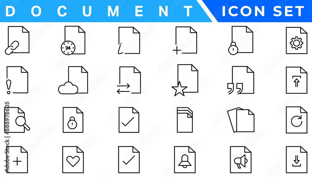 Document line icon set. Documents symbol collection. Different ...