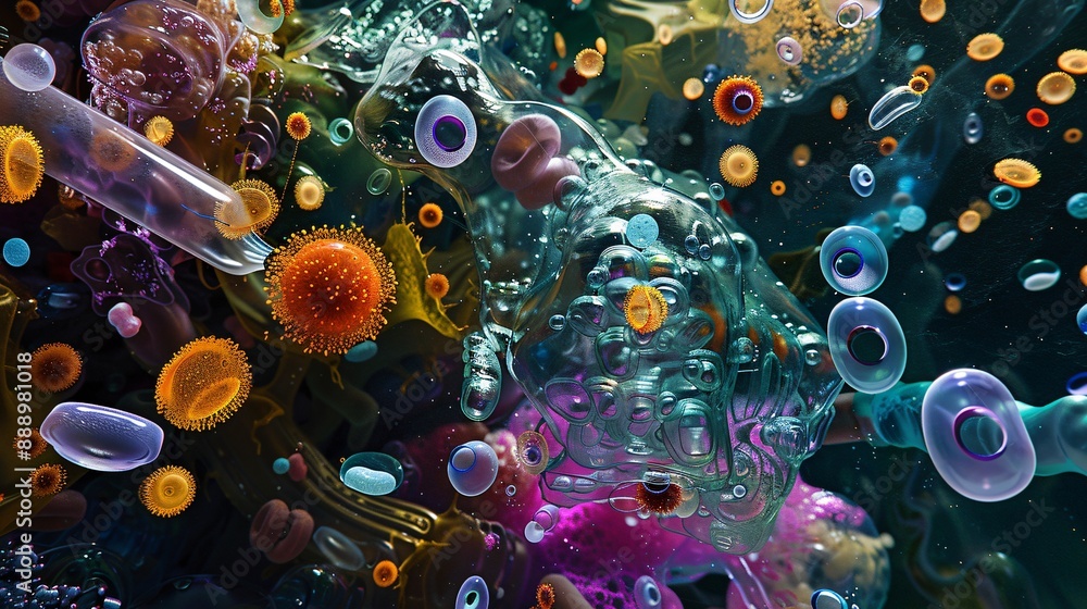 Microorganisms in Recycling , Science microscopic background ...