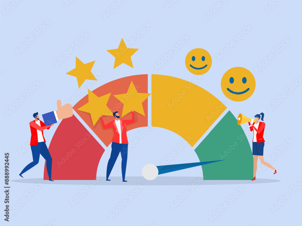 Employee engagement ,business people employee with stars and happy ...