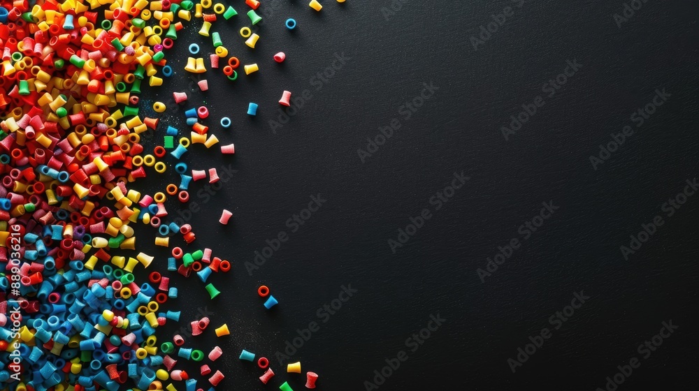 Virgin polymer raw material isolated on black background for plastic ...