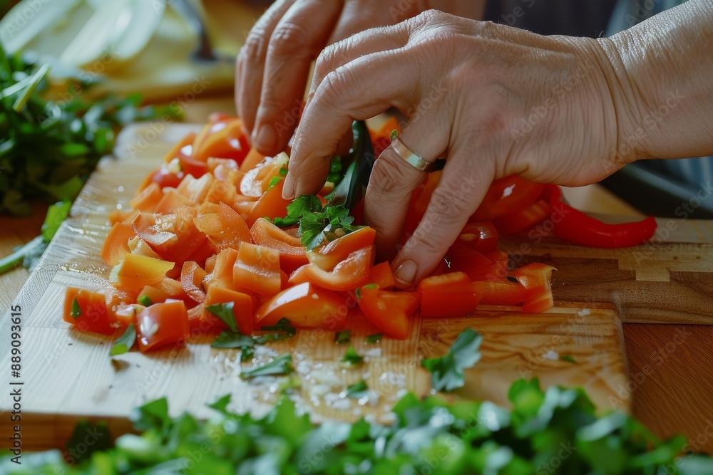 Slicing romaine lettuce for a chopped salad - close up ANTIPASTO SALAD ...