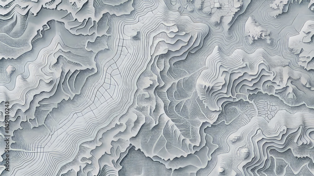Abstract white topographic map background featuring landscape terrain ...