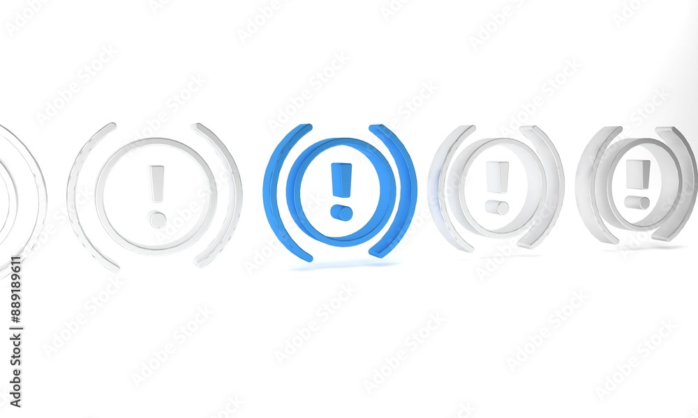 Blue Brake system warning icon isolated on white background ...