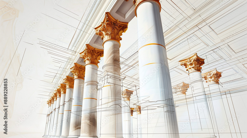 architectural sketches from the Renaissance period, depicting Doric ...