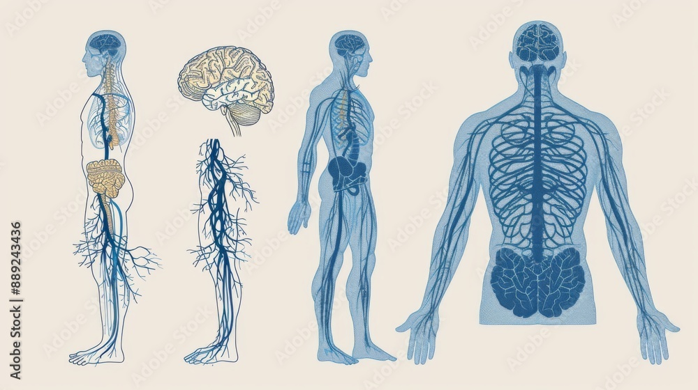 Ilustración de Stock Medical diagram of the human nervous system ...