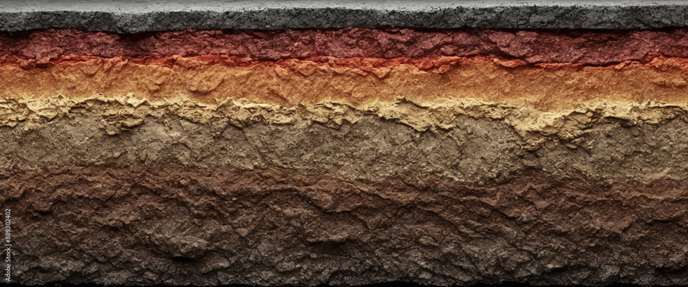 Cross-section through a soil layer with different colored sediment ...