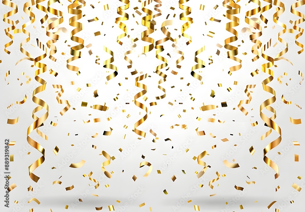 Gold confetti falling on transparent background vector illustration ...