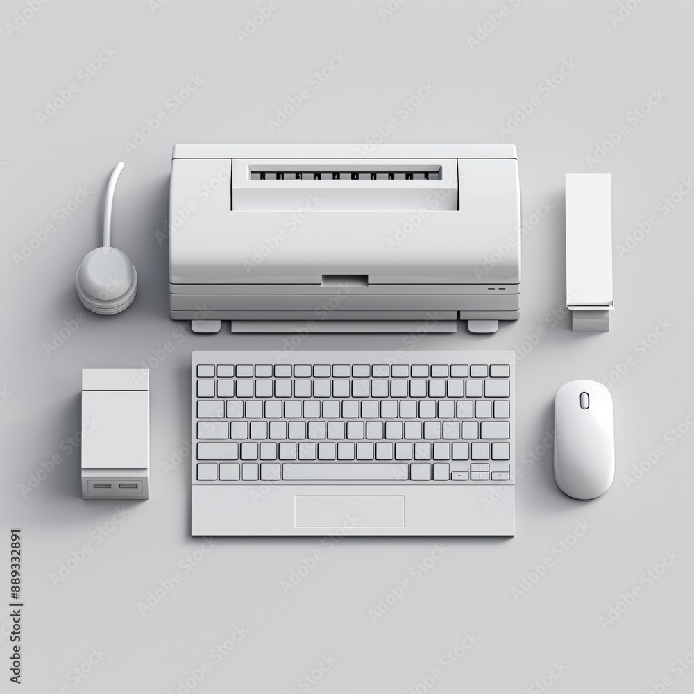 Simple vector icon illustration of a 3D-rendered keyboard, mouse, and ...