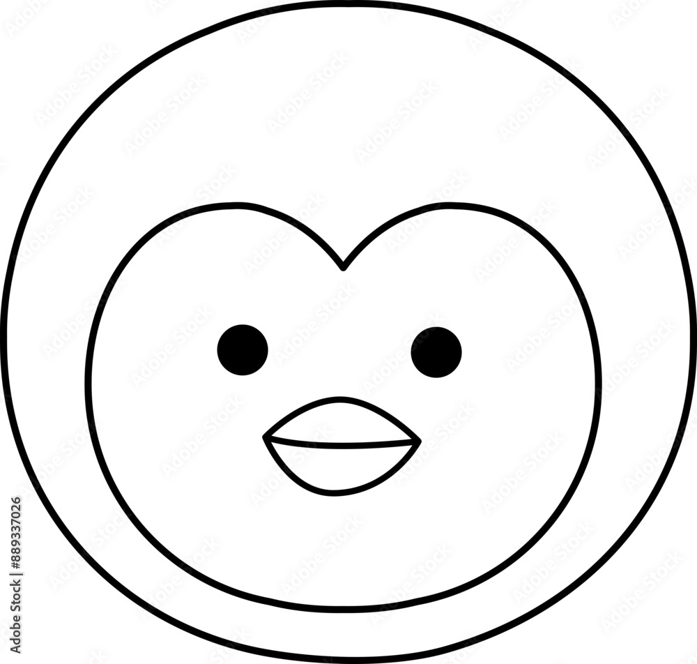 cute penguin head outline vector . penguin emoticon outline svg. Stock ...
