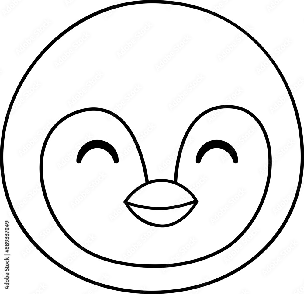 cute penguin head outline vector . penguin emoticon outline svg. Stock ...