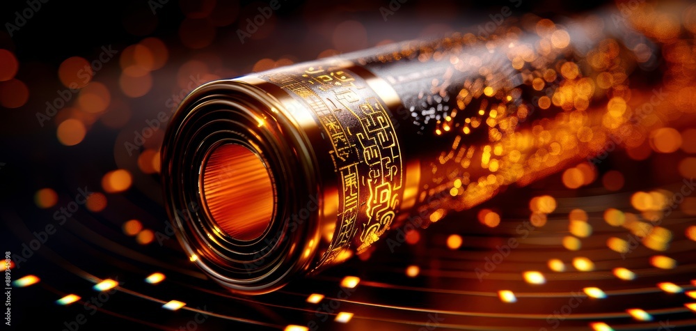 Highquality closeup of a prayer scroll with mythological illustrations ...