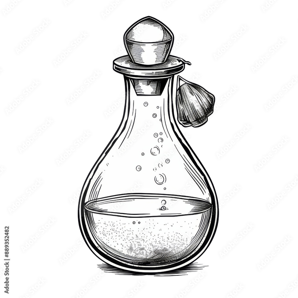 Potion bottle magic vector. Vintage witch game alchemy sketch with ...