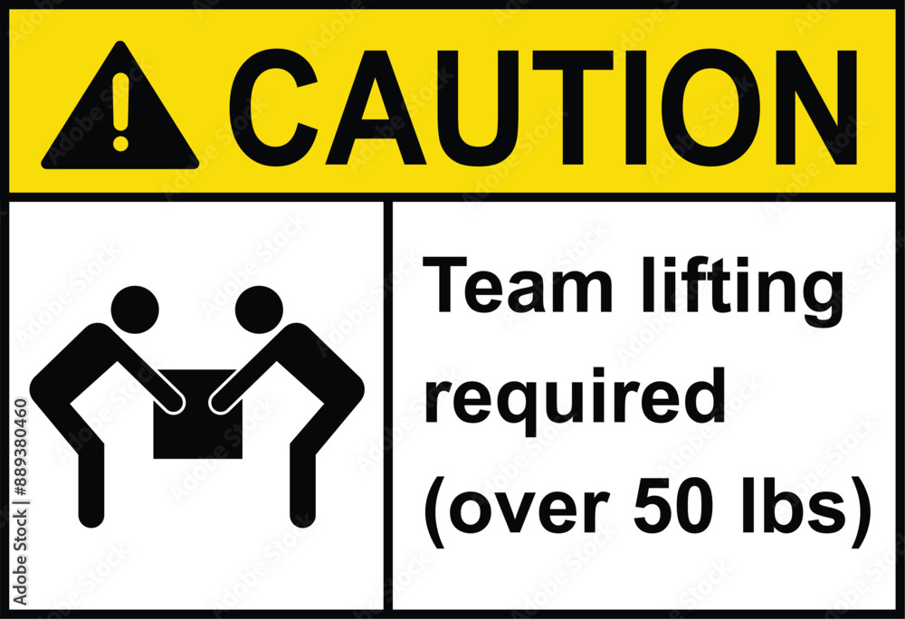 Vector de Stock Caution team lifting required sign with symbol. over 50 ...