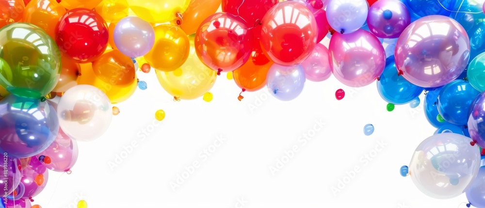 balloon banner rainbow border frame on white background Stock Photo ...