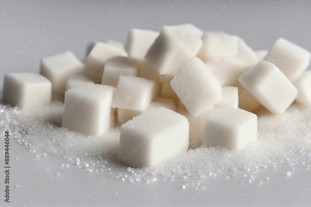sugar isolated white background cube closeup heap square nobody ...