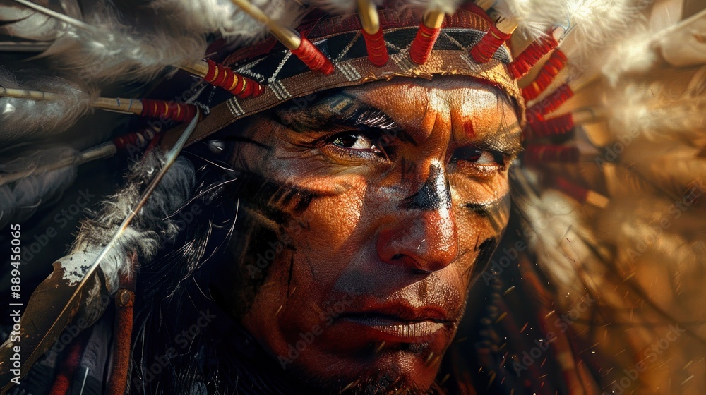 Man face tribe apache native Indian american background wallpaper AI ...