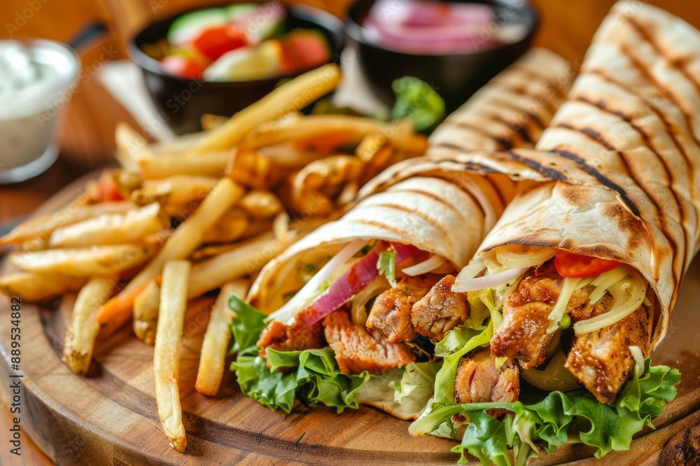 Deliciously grilled shawarma wraps filled with seasoned meat and fresh ...