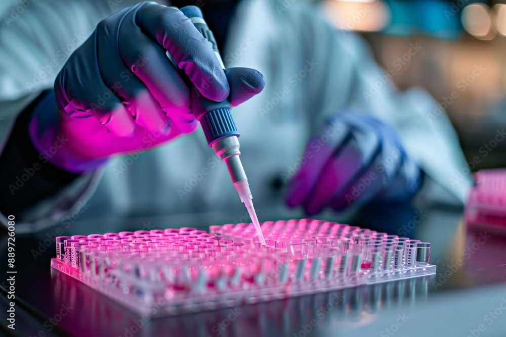 96 well plate for PCR processing in microbiological laboratory ...