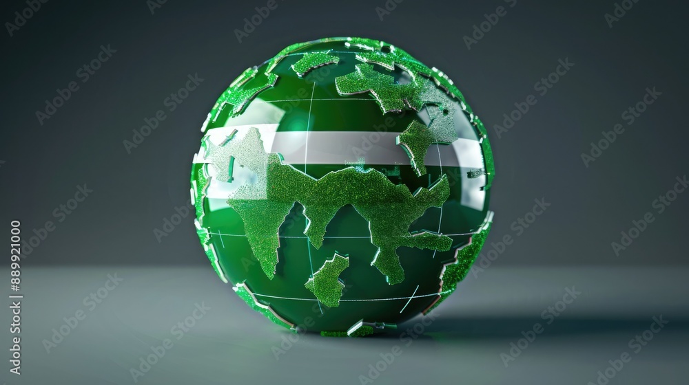 Green globe with fragmented continents and Abkhazia flag, representing ...