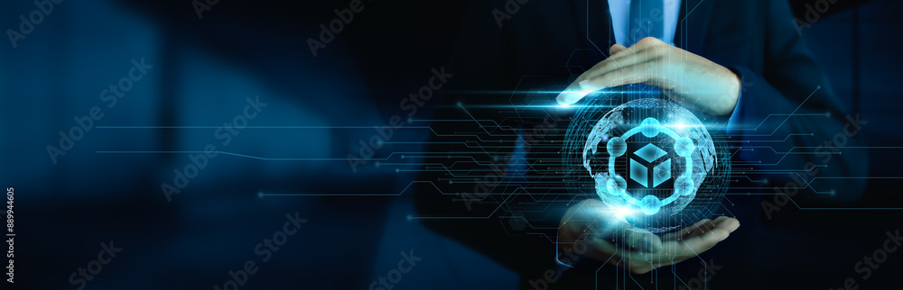 Supply Chain Management (SCM), innovative technology, Businessman ...