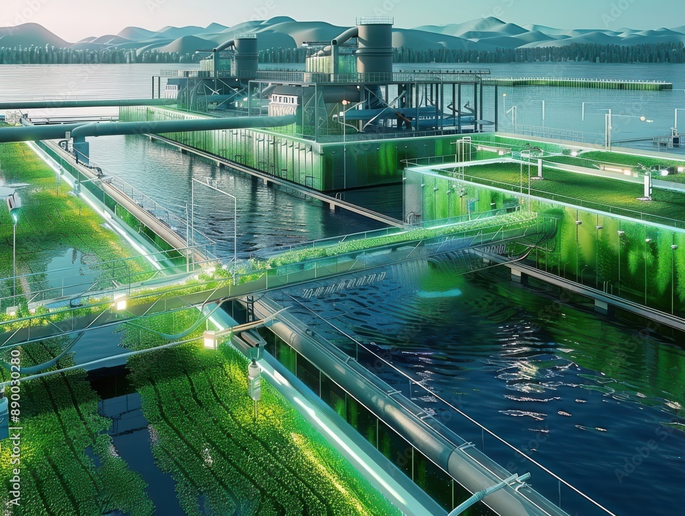 Sustainable Algae Farm: A futuristic vision of a large-scale algae farm ...