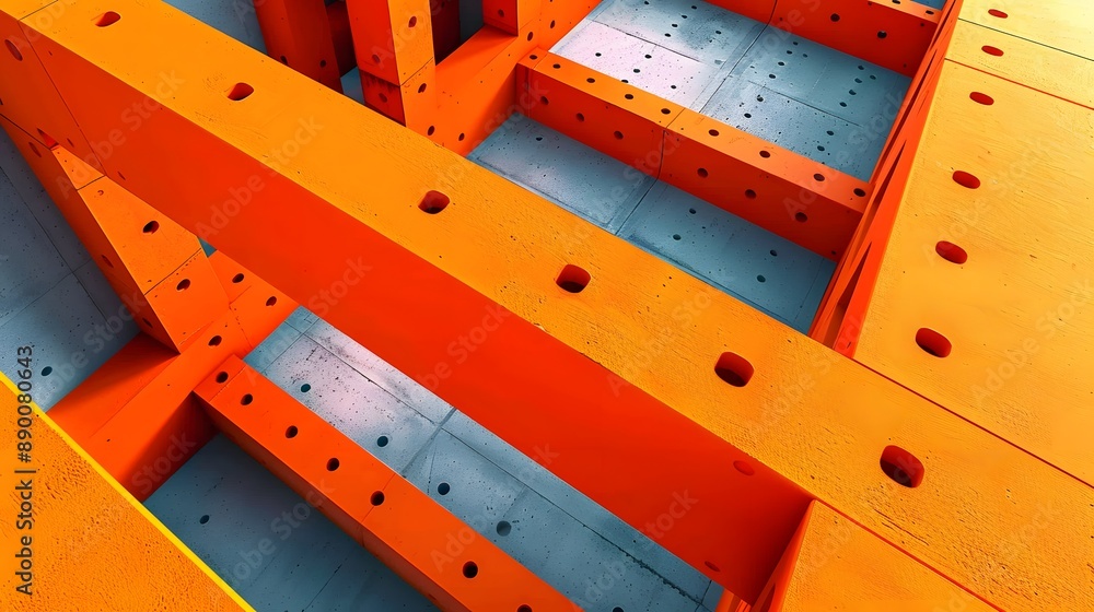 Structural Efficiency: Top View of Modern I-Beam Construction with ...