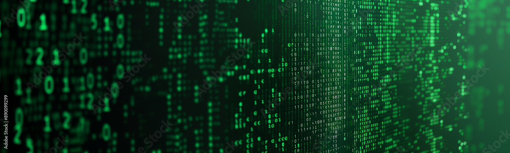 green binary code background with numbers, coding, futuristic technology, computer science Stock ...