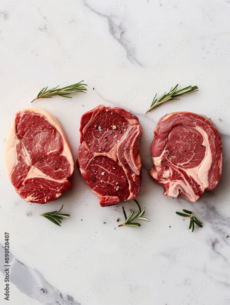 A premium selection of ribeye steak, porterhouse steak, and spiral ham ...