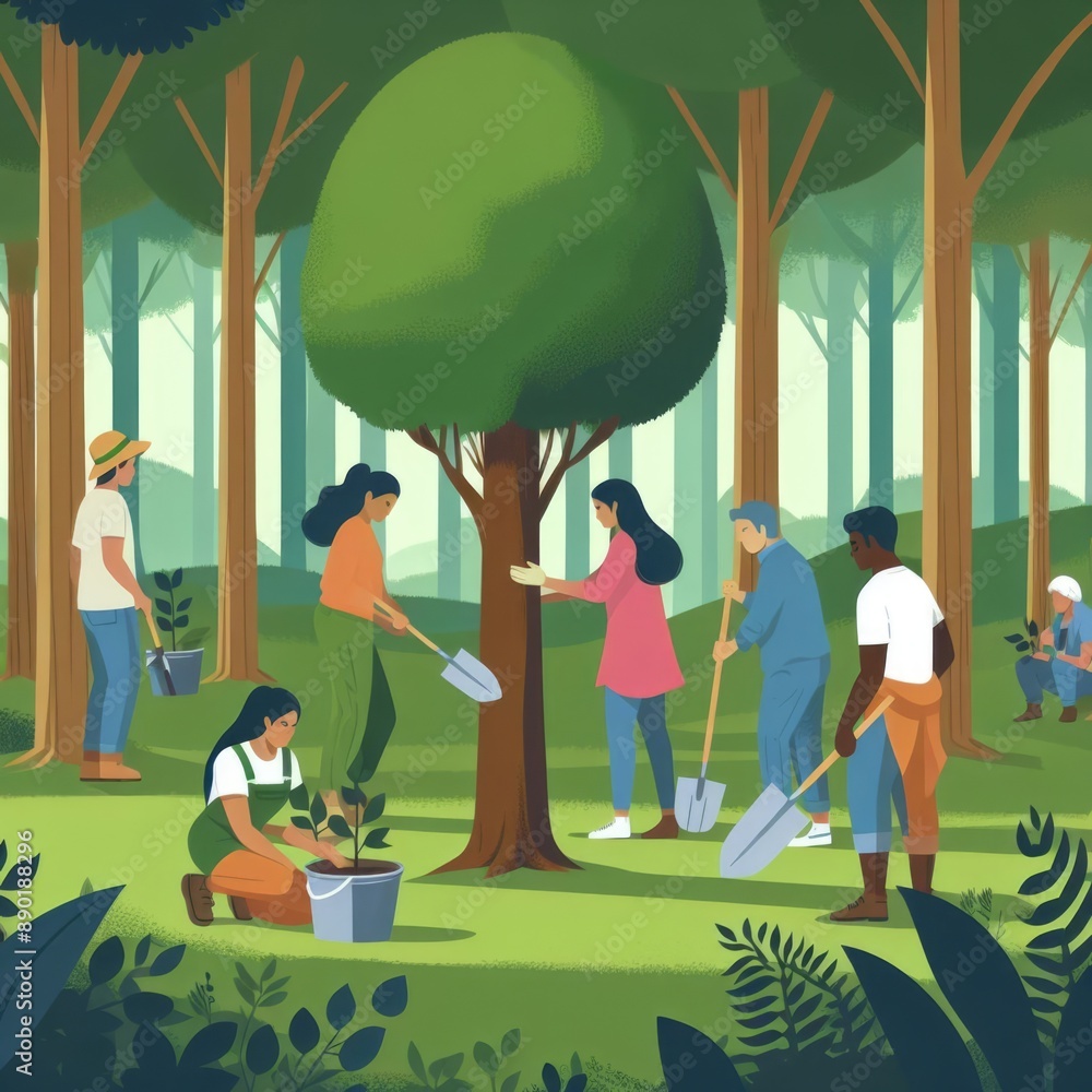Individuals engaging in a tree planting event, symbolizing community ...