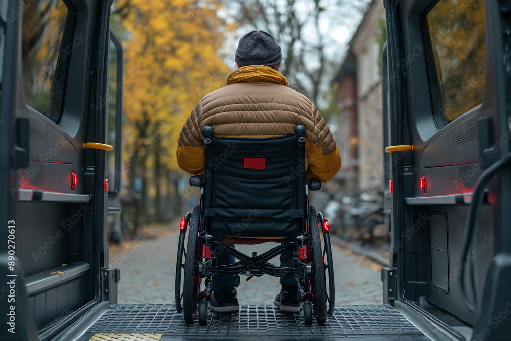 Wheelchair Transport. Accessible Car with Lift Ramp. Transport for ...