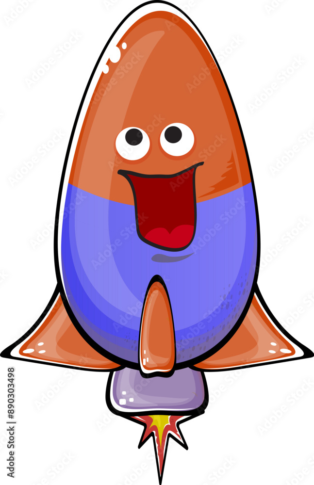 Praca wektorowa bez tantiem: Rocket spaceship character. Cartoon space ...