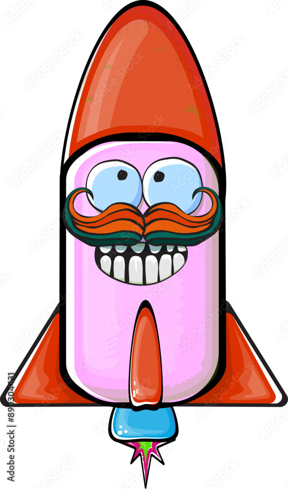 Stockvektorbilden Rocket spaceship character. Cartoon space rocket ...